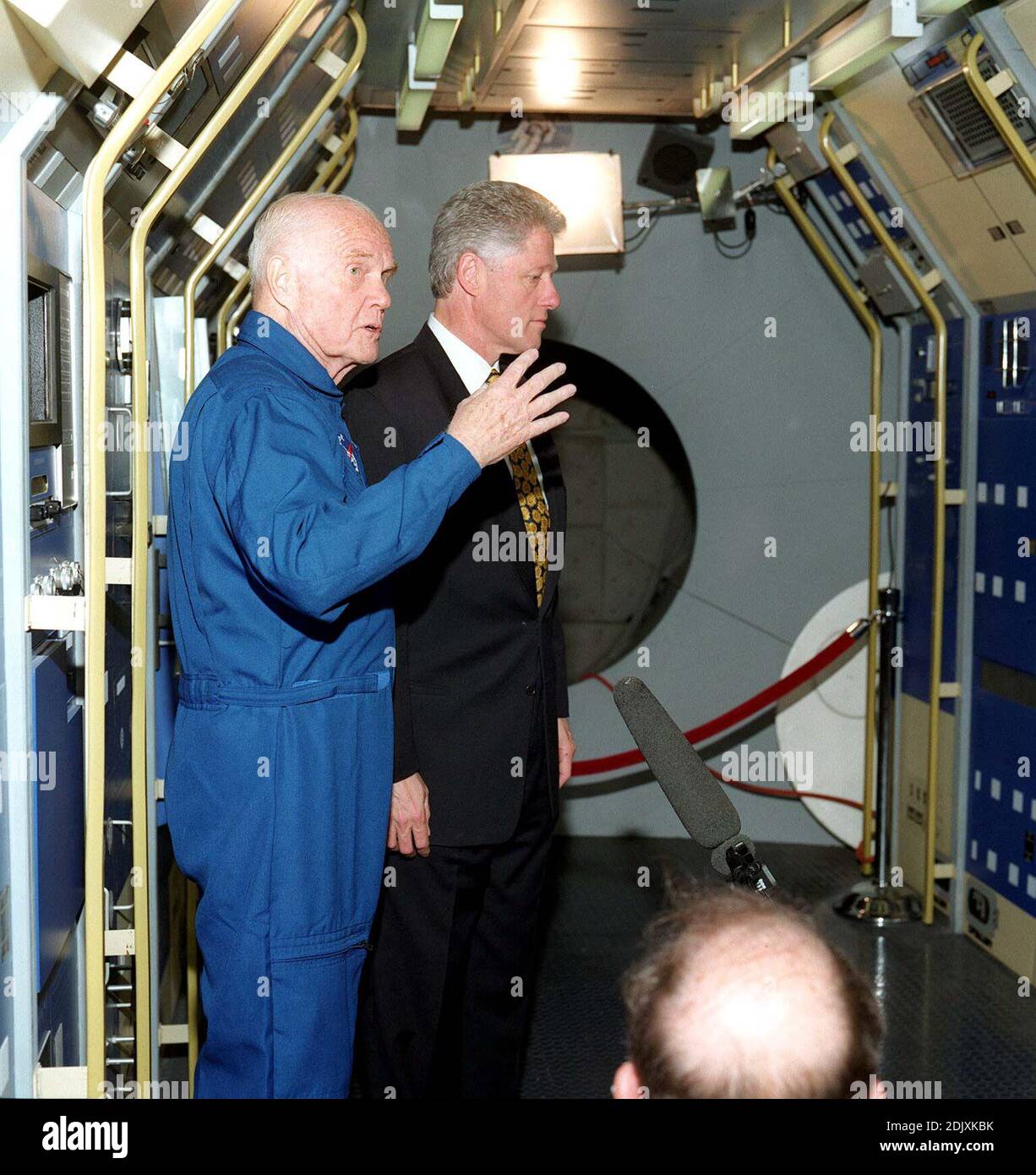 United States President Bill Clinton is pictured inside the Spacelab ...