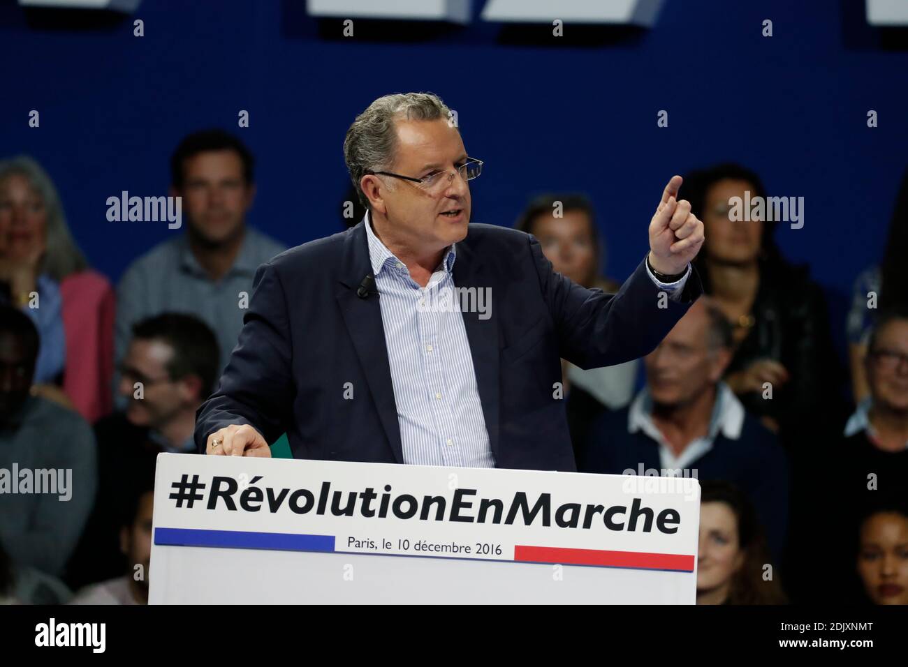 Richard Ferrand speaking during French presidential candidate Emmanuel ...