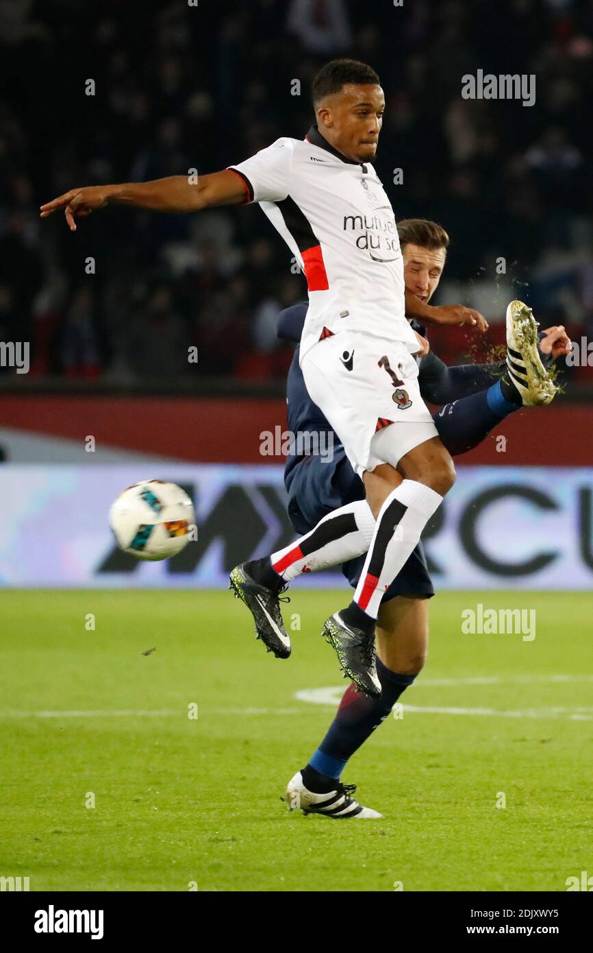 PSG's Grzegorz Krychowiak battling Nice's Alassane Plea during the ...