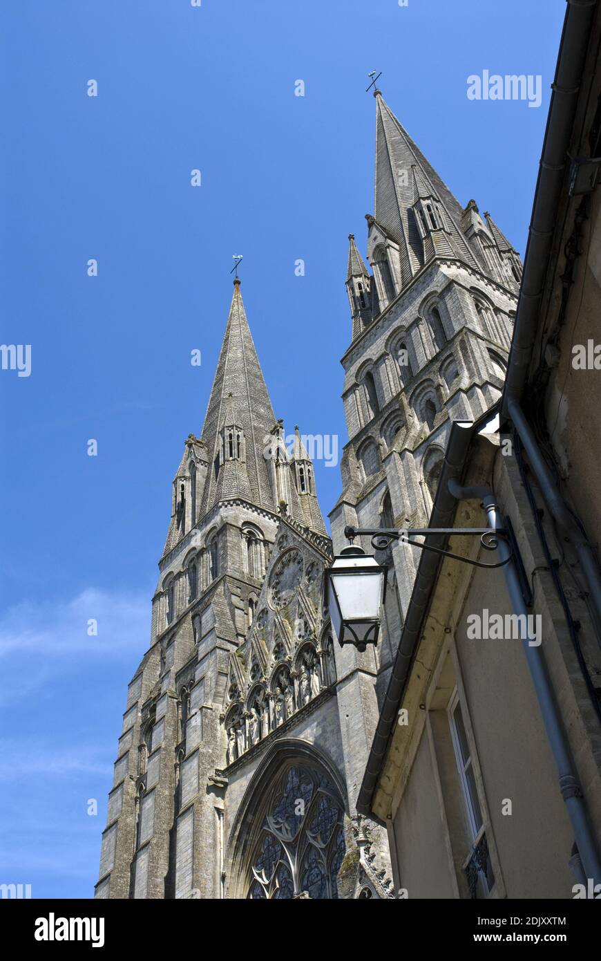 Towers of the Cathedral Notre Dame de Bayeux, Normandy, France Stock ...