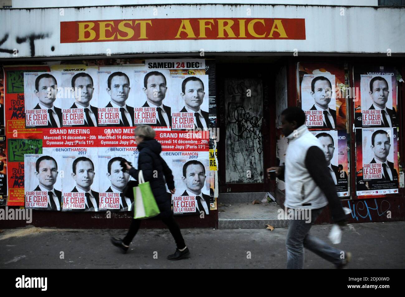 Election posters showing candidate for the left-wing primaries ahead of ...
