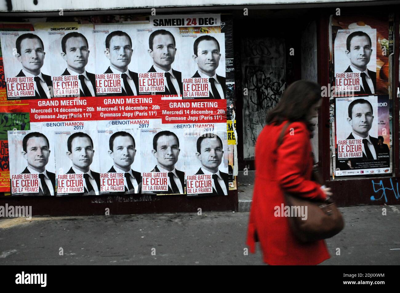 Election posters showing candidate for the left-wing primaries ahead of ...