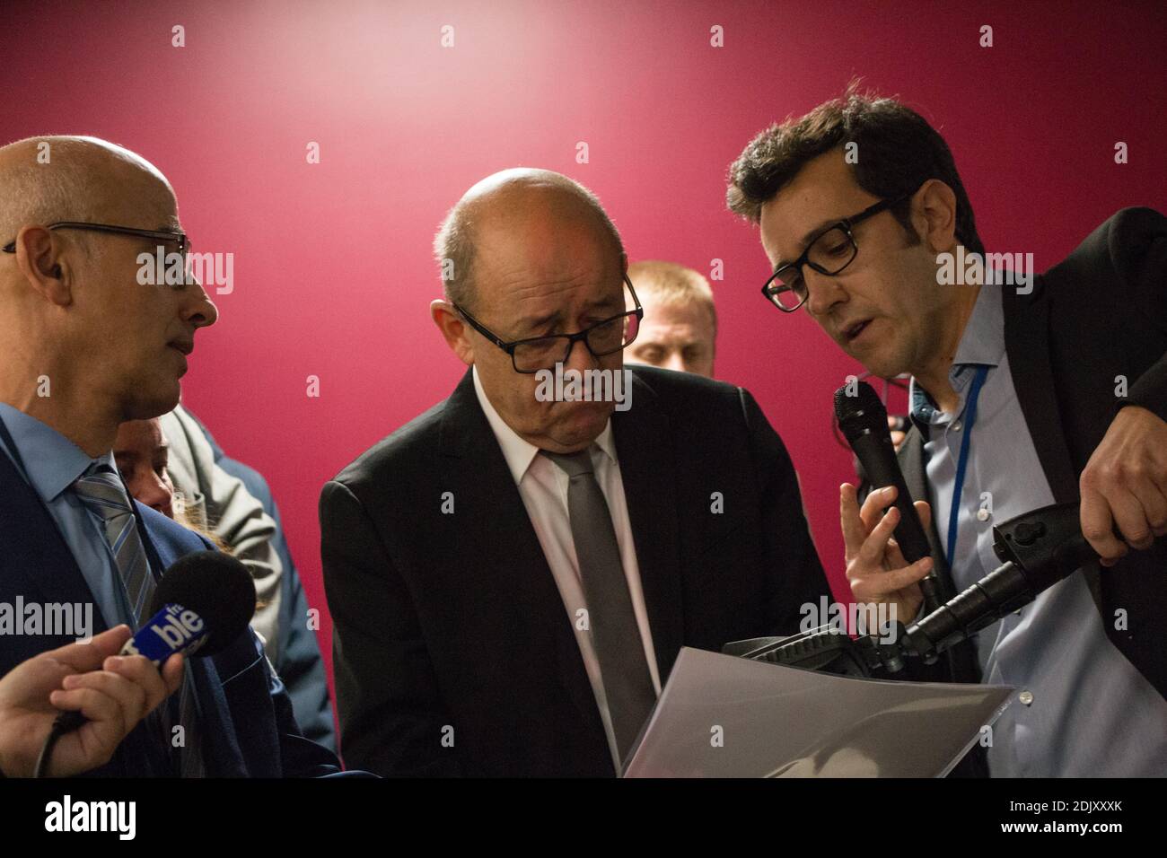 French Defence minister Jean-Yves Le Drian during his visit at the ...