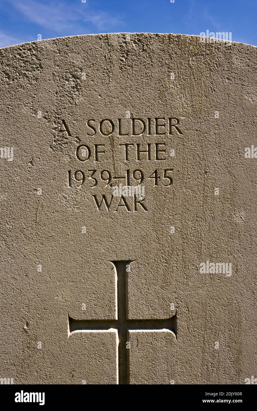 Grave of an unknown British soldier killed on D-Day (June 6, 1944) at the Bayeux Commonwealth ...