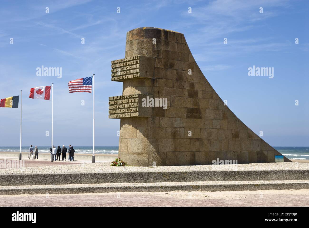 Monument to World War Two Allied troops, who landed on Omaha Beach ...