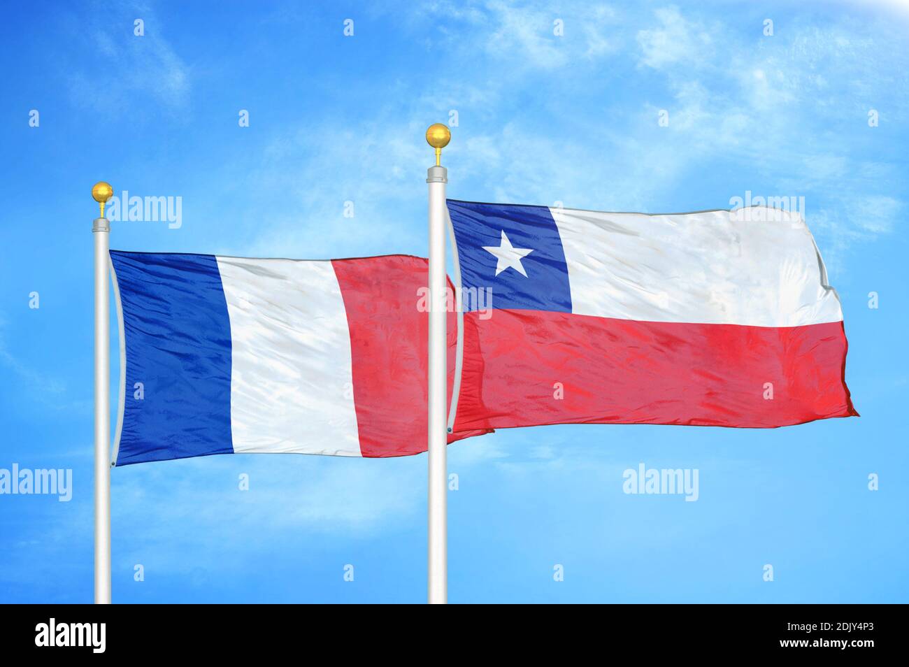 France chile flag waving hi-res stock photography and images - Alamy