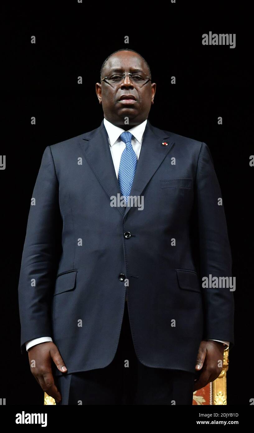 Senegal's President Macky Sall during a reception at Hotel de Ville ...