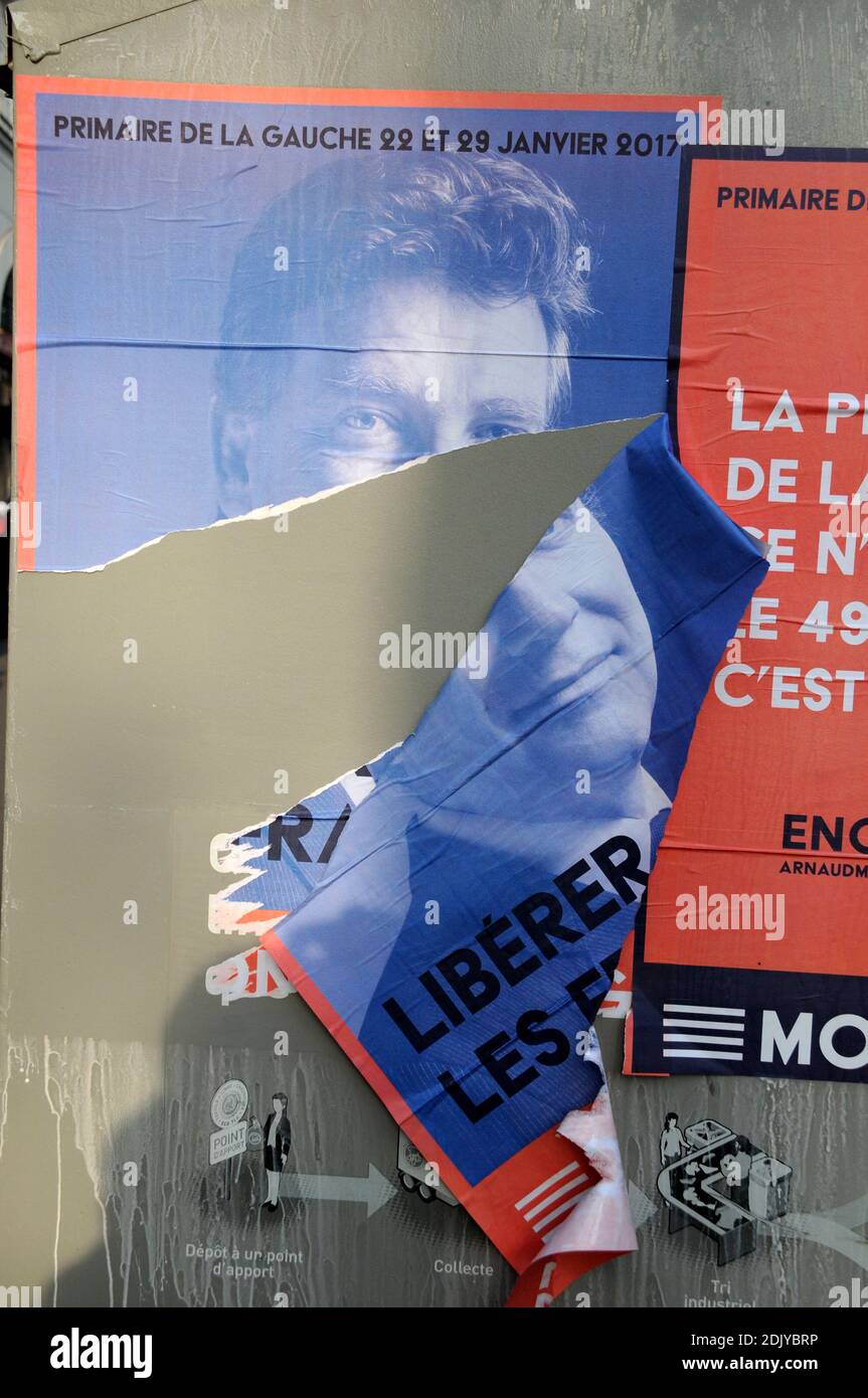 Election posters showing candidate for the left-wing primaries ahead of ...