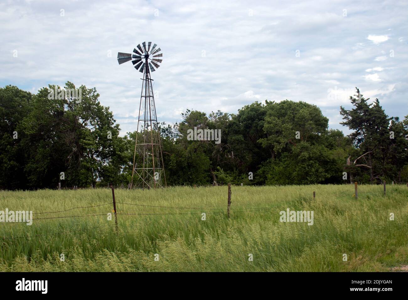 Old Rustic Windmill on Nebraska pasture landscape . High quality photo ...