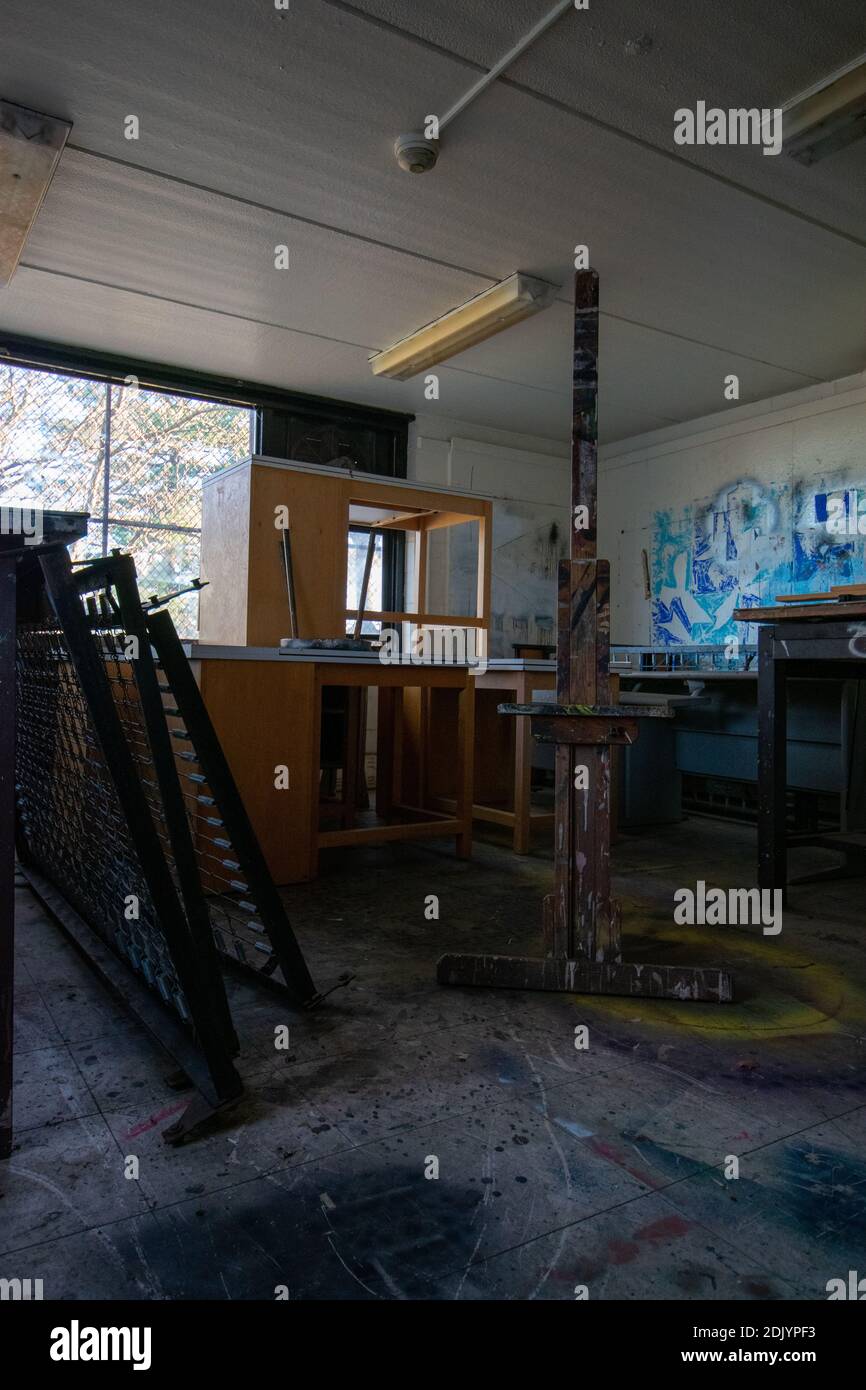 An Old Art Studio in an Abandoned School With an Easel In It Stock ...
