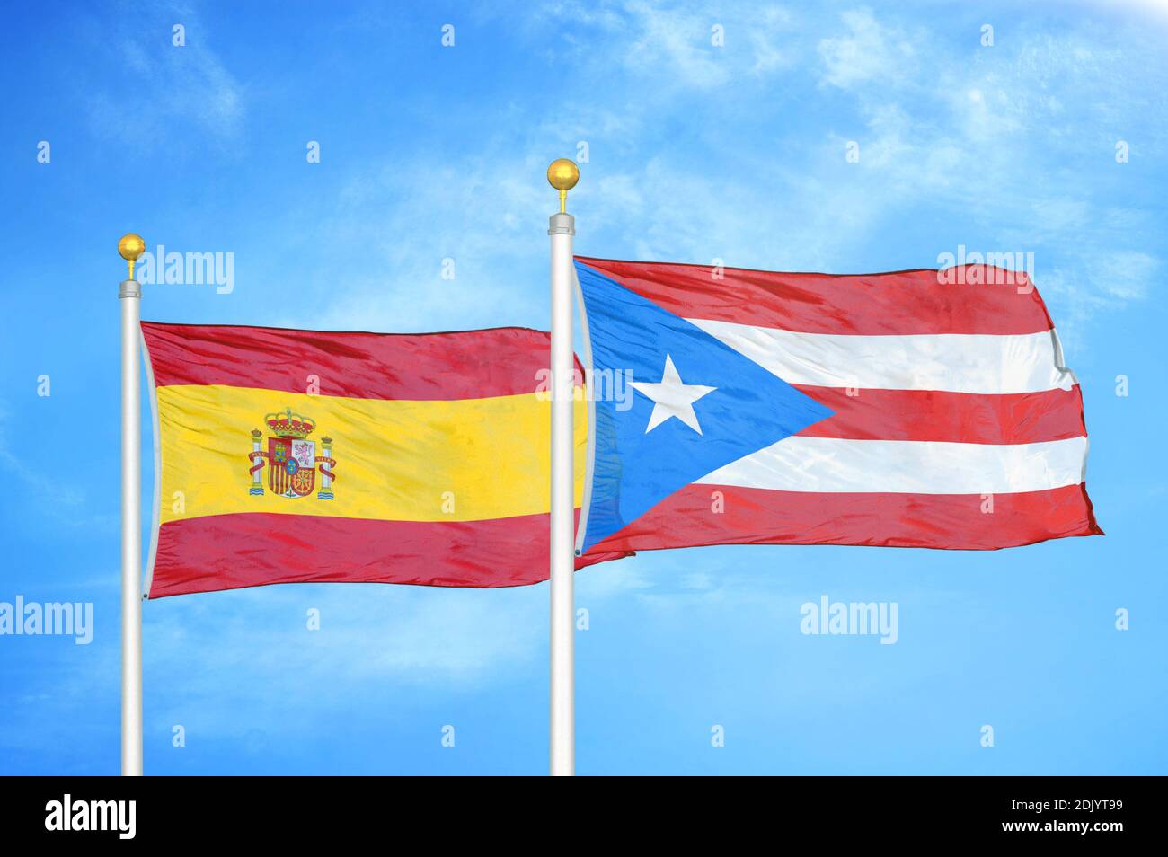 Spain puerto rico flag hi-res stock photography and images - Alamy