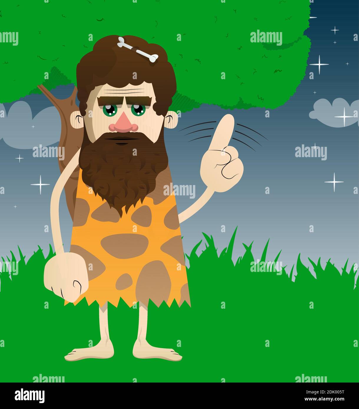Cartoon caveman saying no with his finger. Vector illustration of a man ...