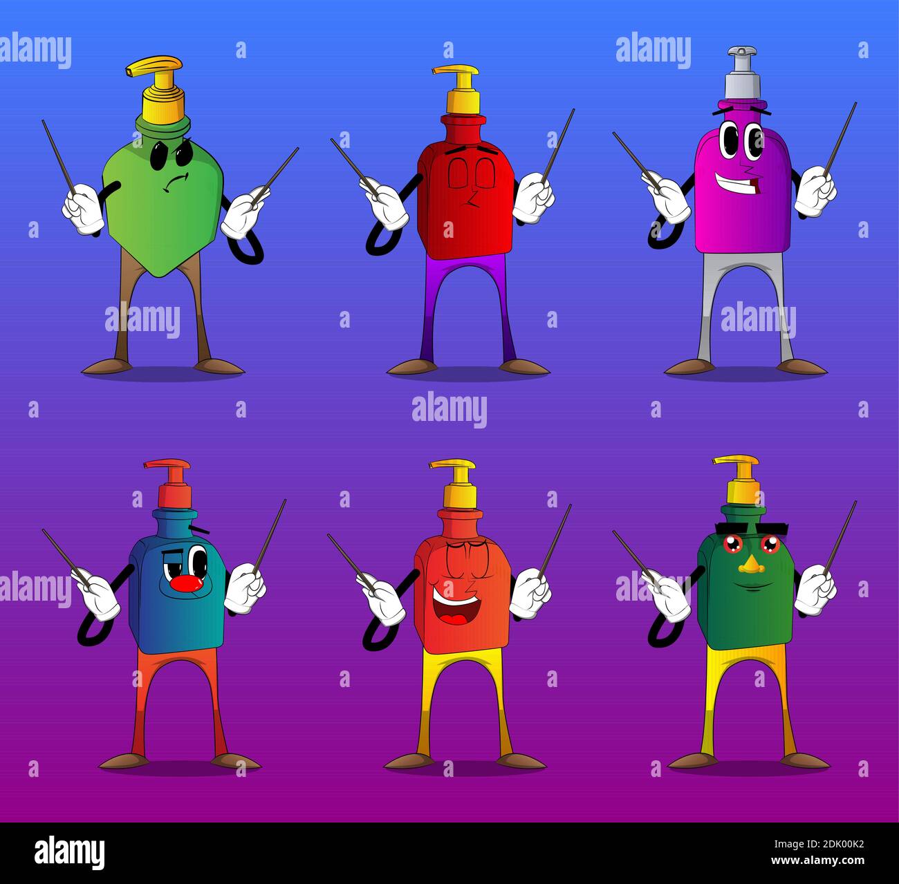 Cartoon bottle of hand sanitizer gel for hygiene with face as an ...