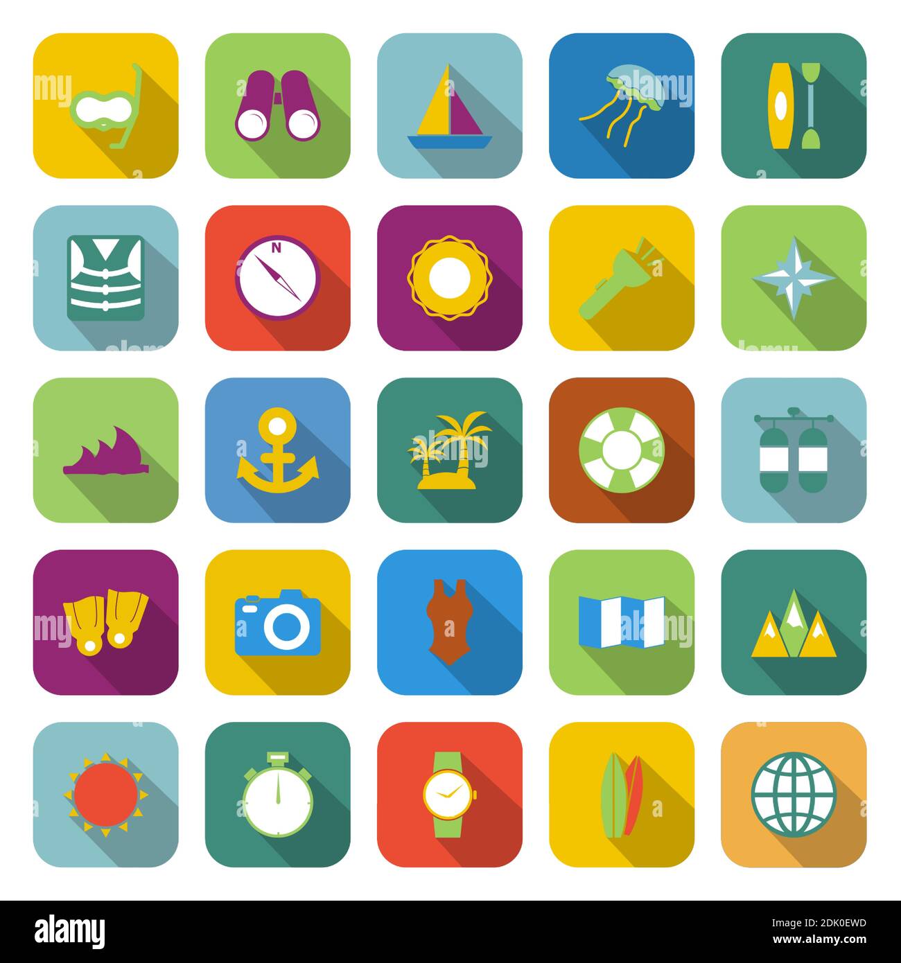 Diving color icons with long shadow, stock vetor Stock Vector Image ...