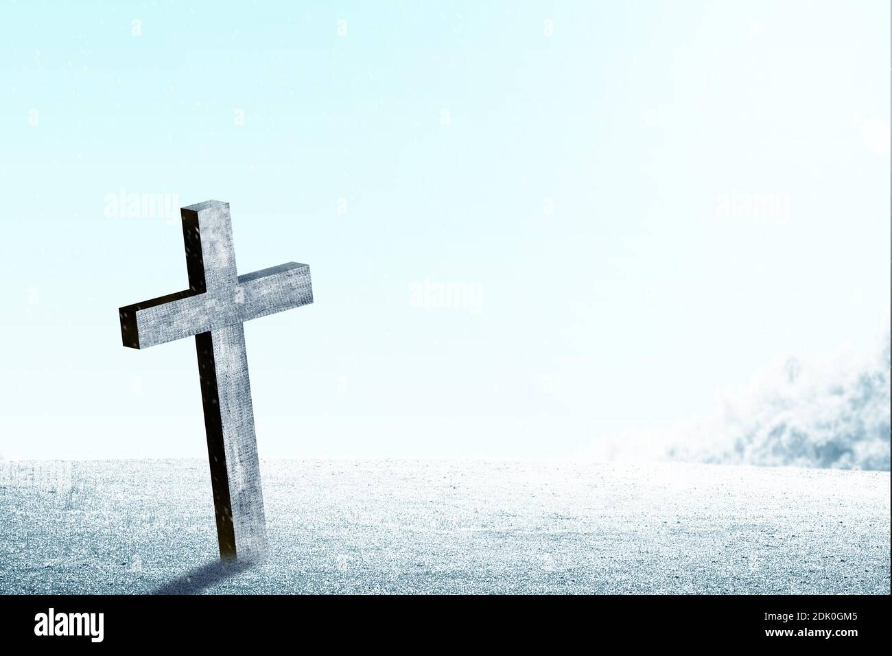 Christian cross on the snow field Stock Photo - Alamy