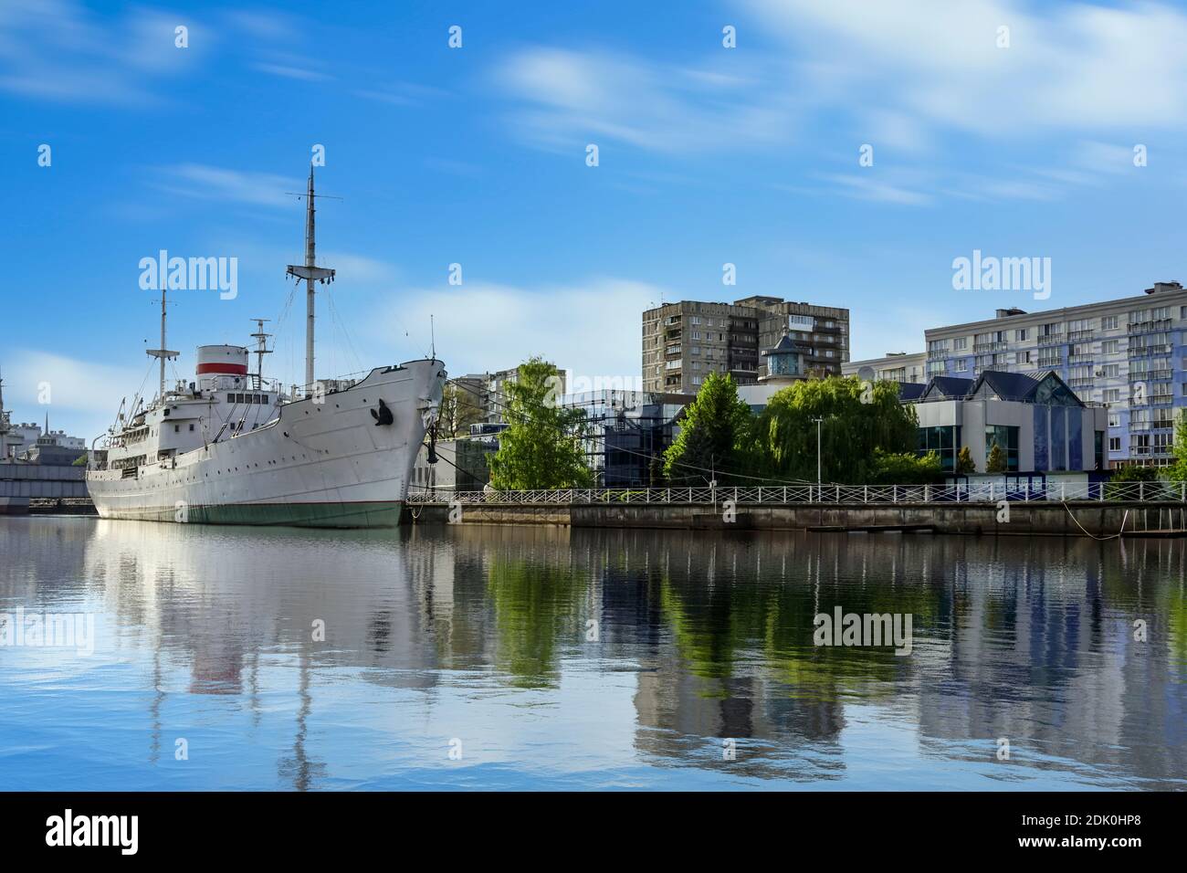 Kaliningrad city landscape with a view of the Pregolya river and the ...