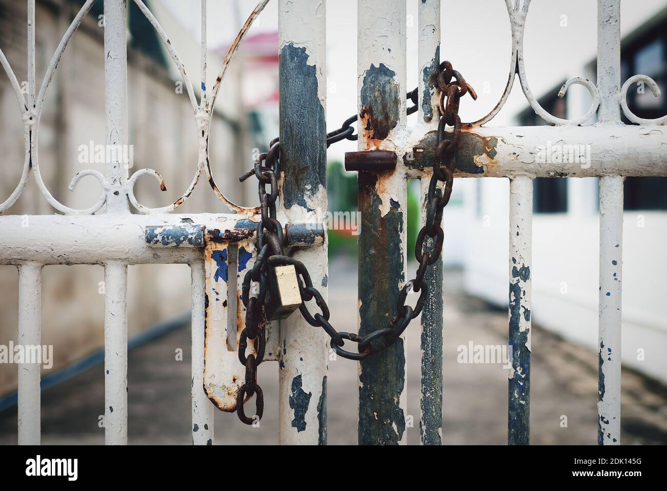Close-up Of Locked Gates Stock Photo - Alamy