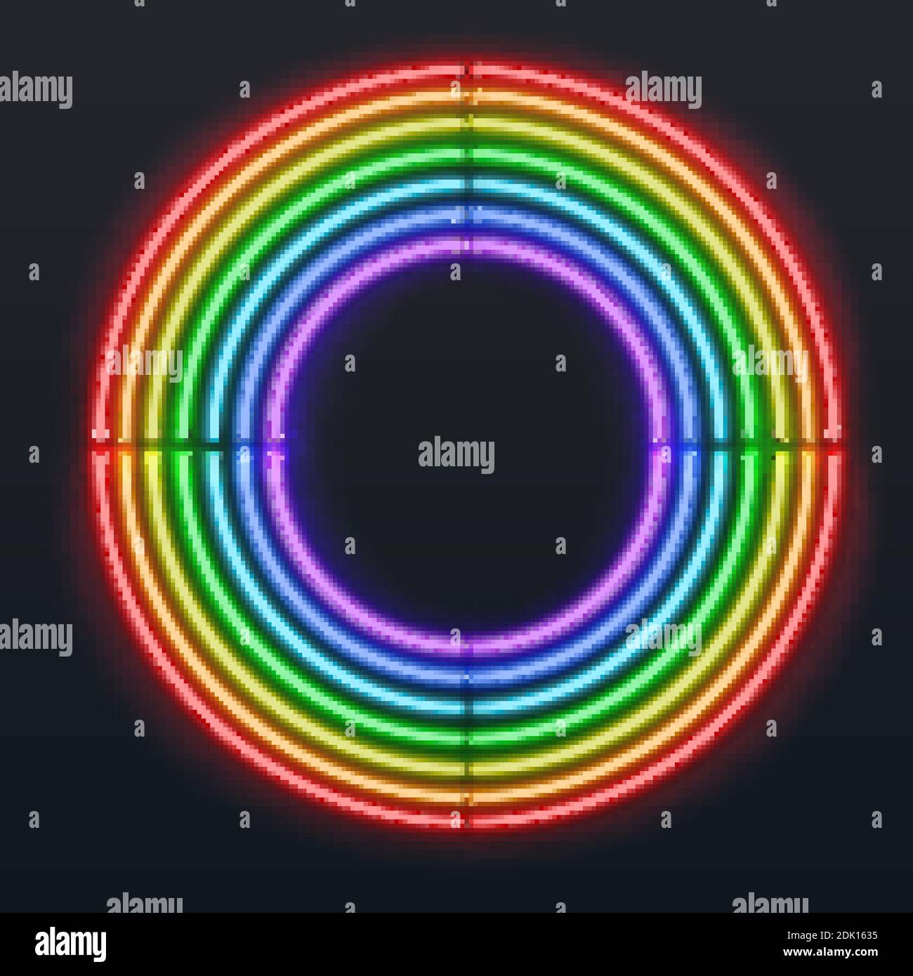 Neon sign in shape of circle isolated on black background. Vector ...