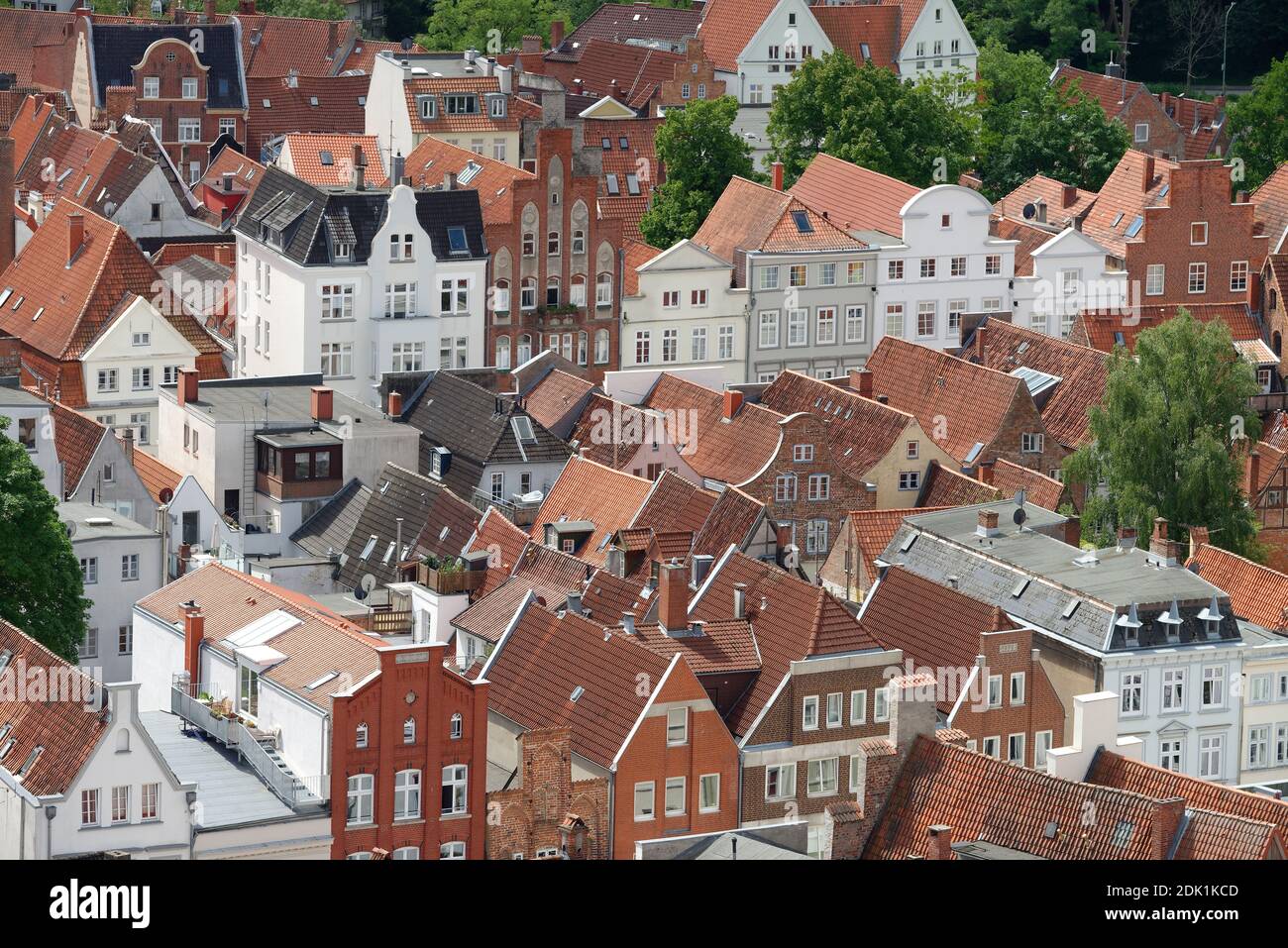 View of the old town with town houses in Lübeck, UNESCO World Heritage ...