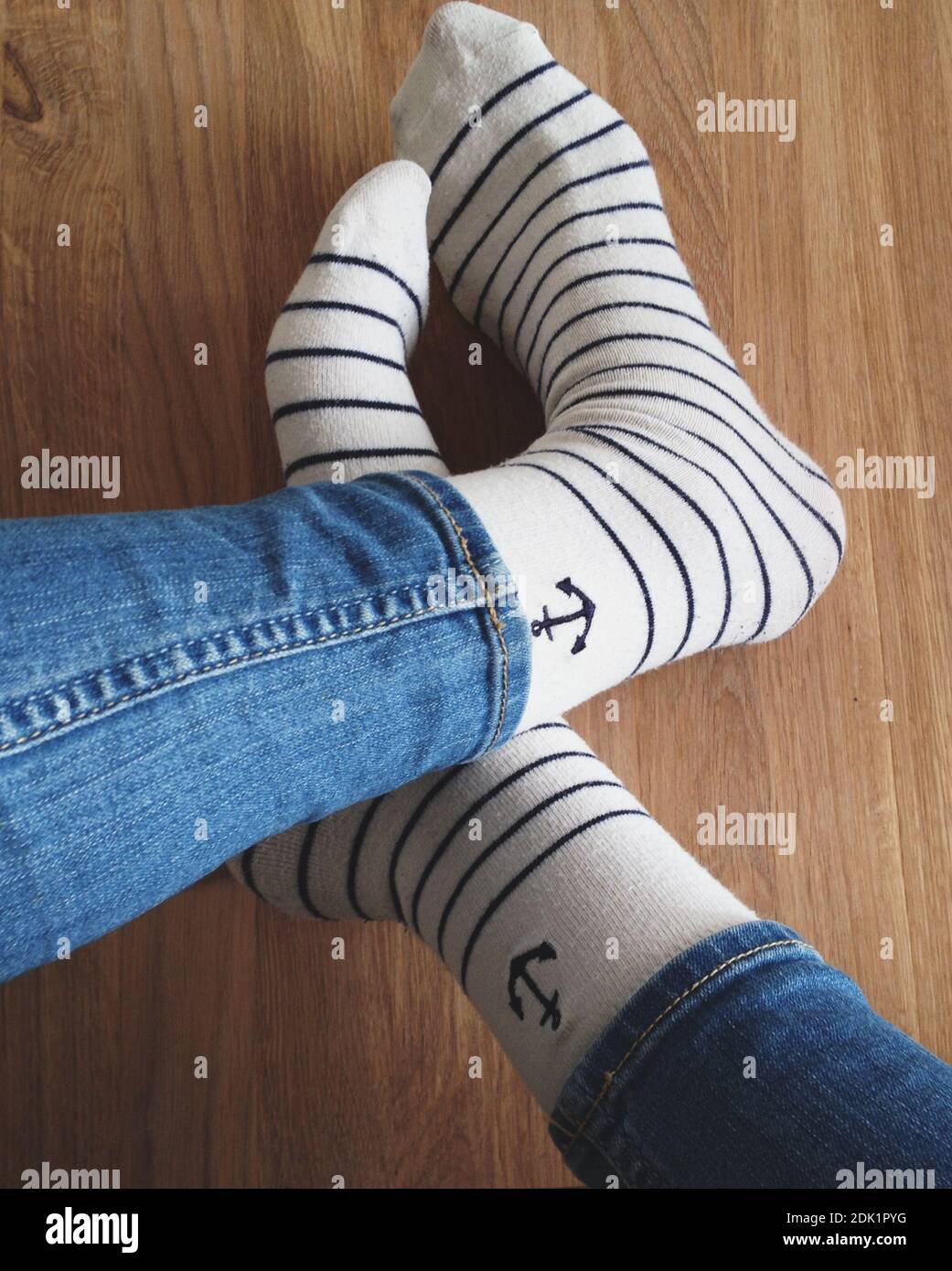 Human leg wearing jeans socks hi-res stock photography and images - Alamy