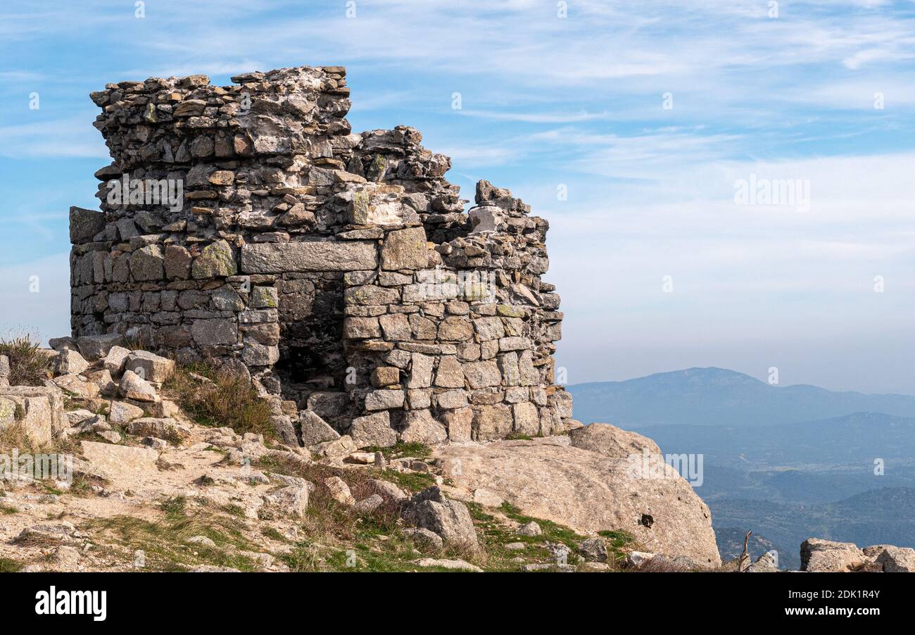 Historical stone-made building ancient ruins on the top of a cliff in ...