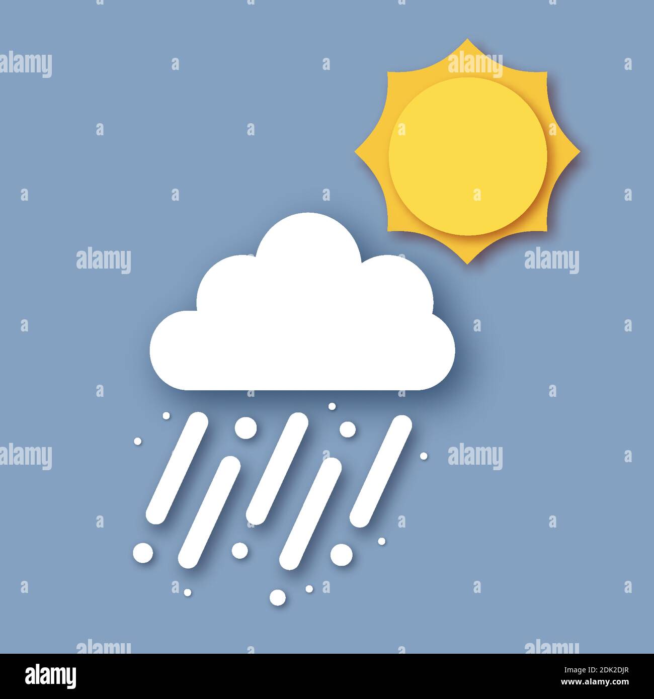 White paper cloud with snowflakes. Falling Snow. Sun and cloud. Paper ...