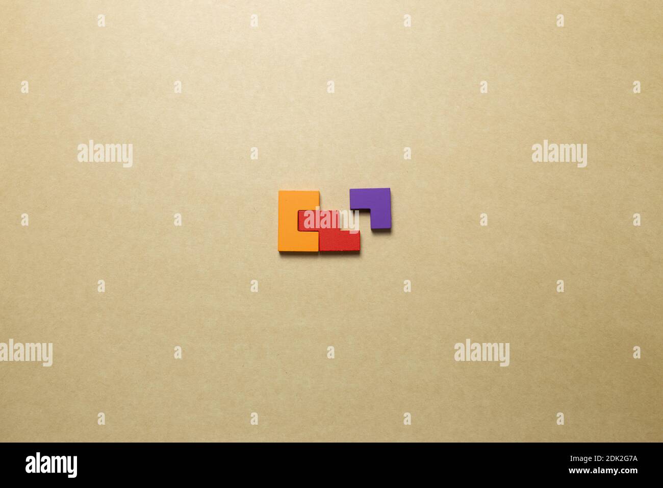 Color blocks on brown background. Creative thinking, idea, problem ...