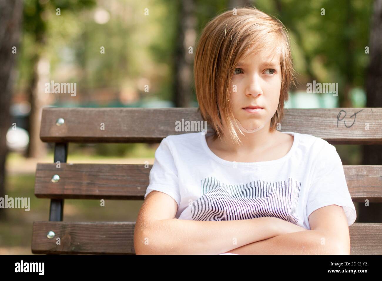 Sad Girl Sitting On Bench High Resolution Stock Photography and Images ...