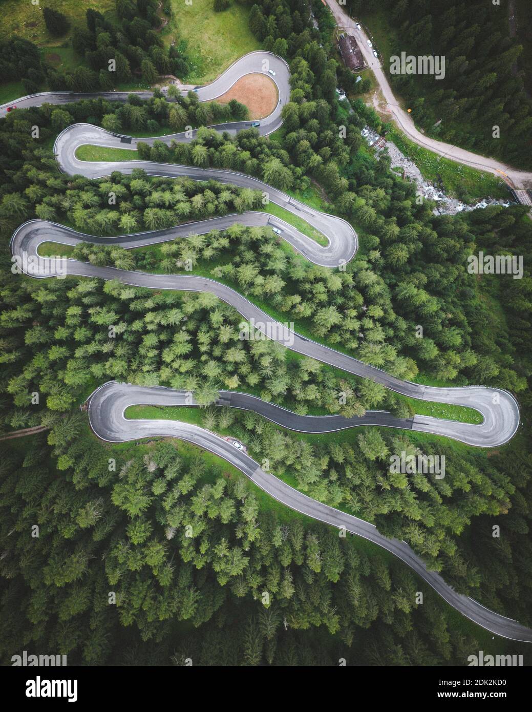 Aerial View Of Trees And Road In Forest Stock Photo - Alamy