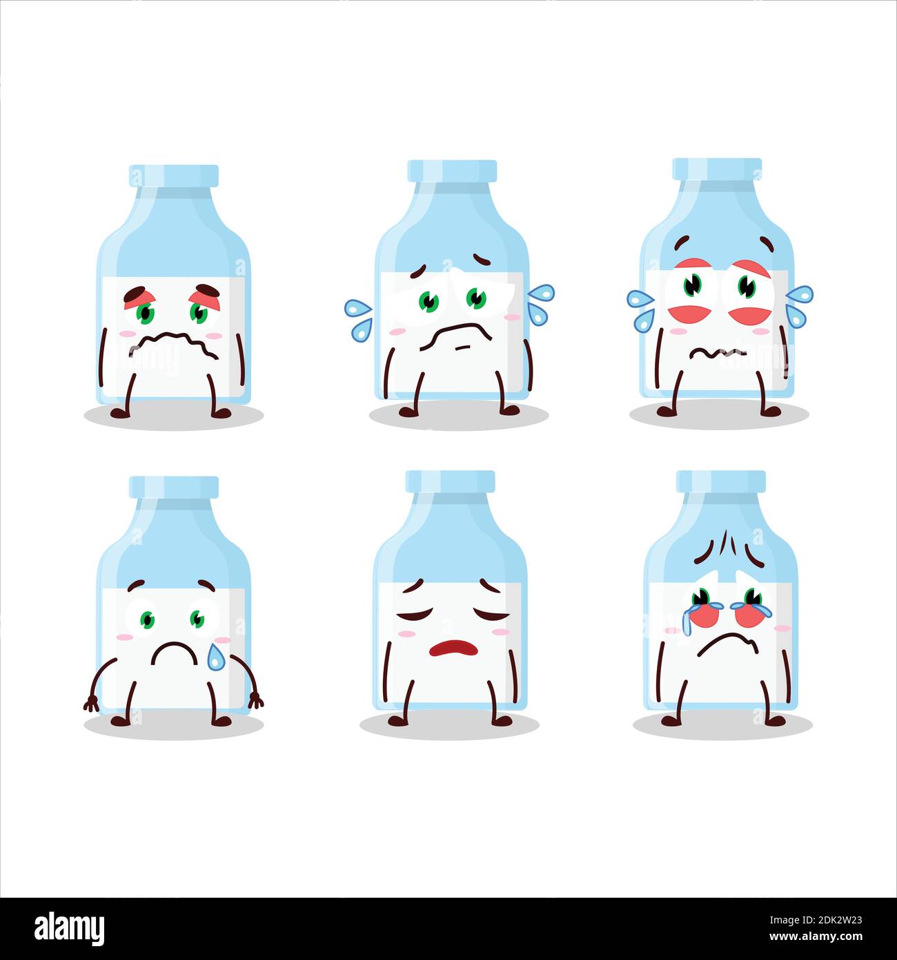 Milk bottle cartoon character with sad expression. Vector illustration ...