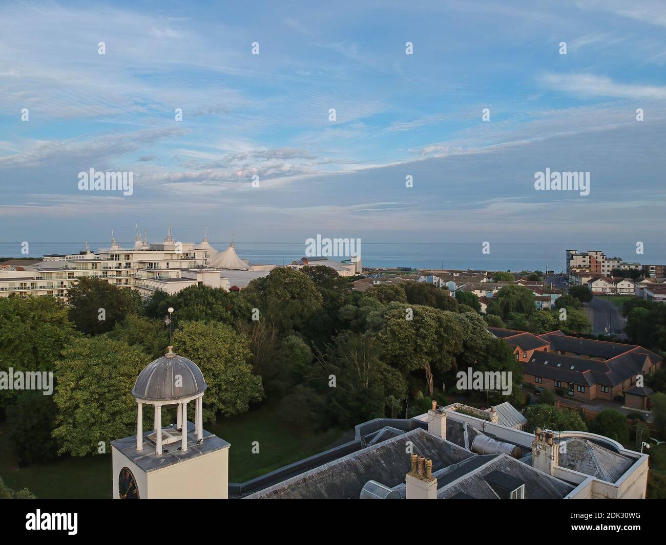 Aerial view of the Hotham Park and cityscape at Bognor Regis, United ...
