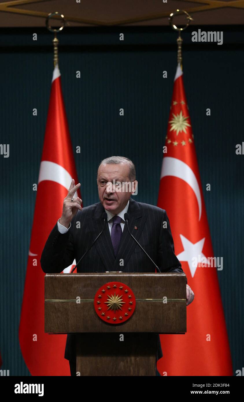 Turkey's President Recep Tayyip Erdogan, makes statements after ...