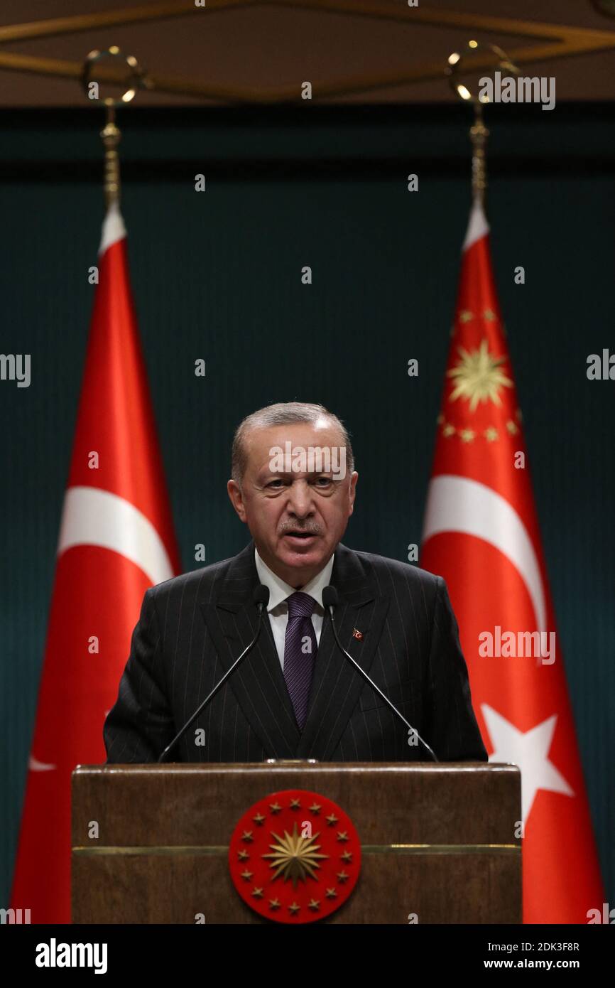 Turkey's President Recep Tayyip Erdogan, makes statements after ...