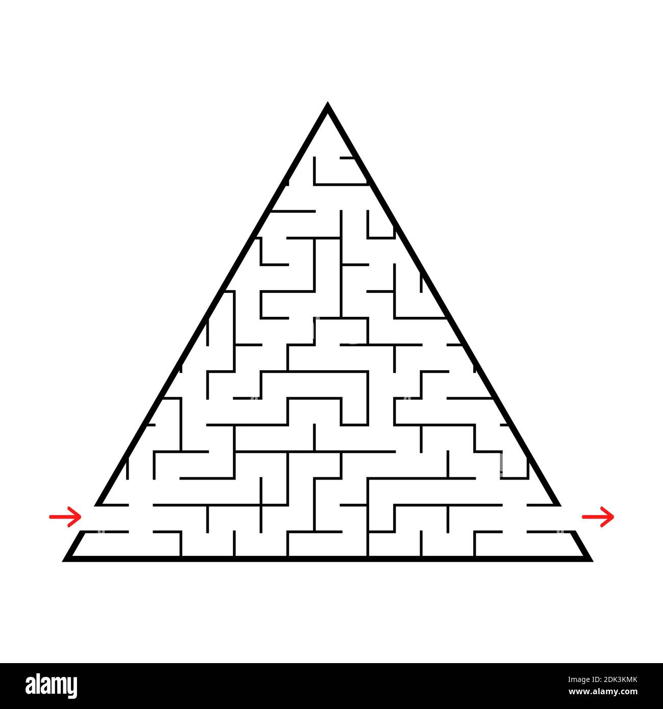 An abstract triangular labyrinth with an entrance and an exit. An ...