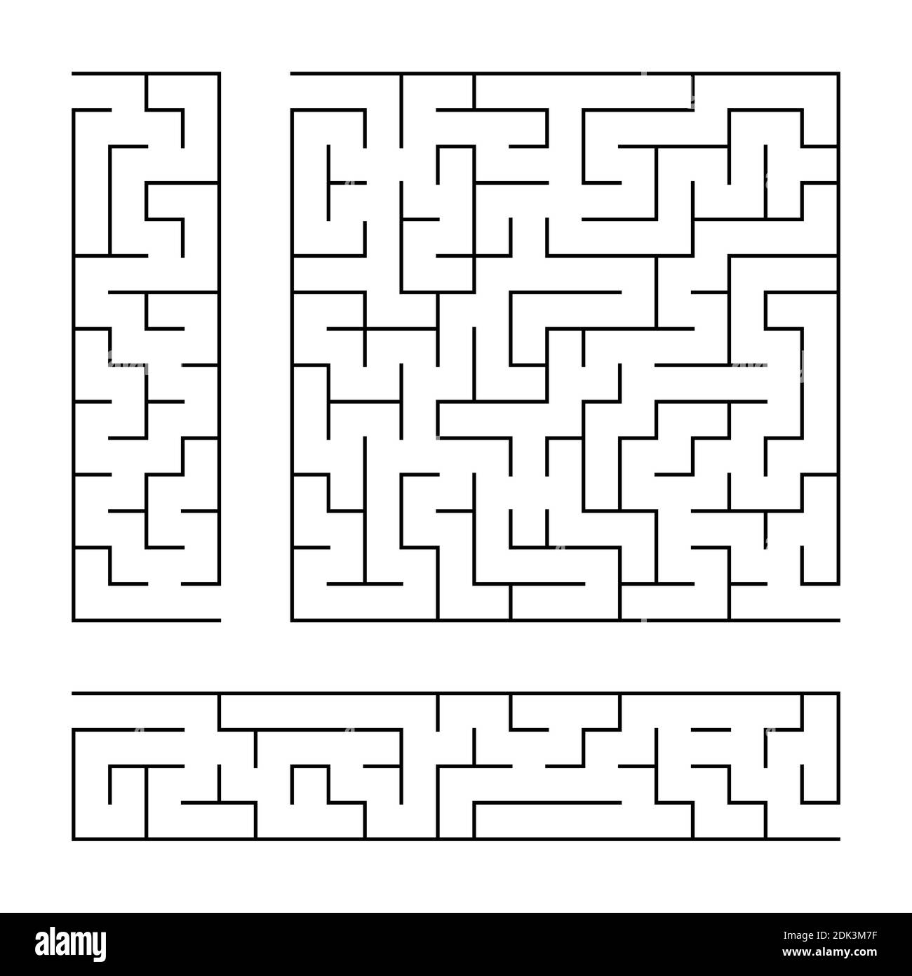 Black abstract labyrinth. A set of three puzzles. An interesting and ...