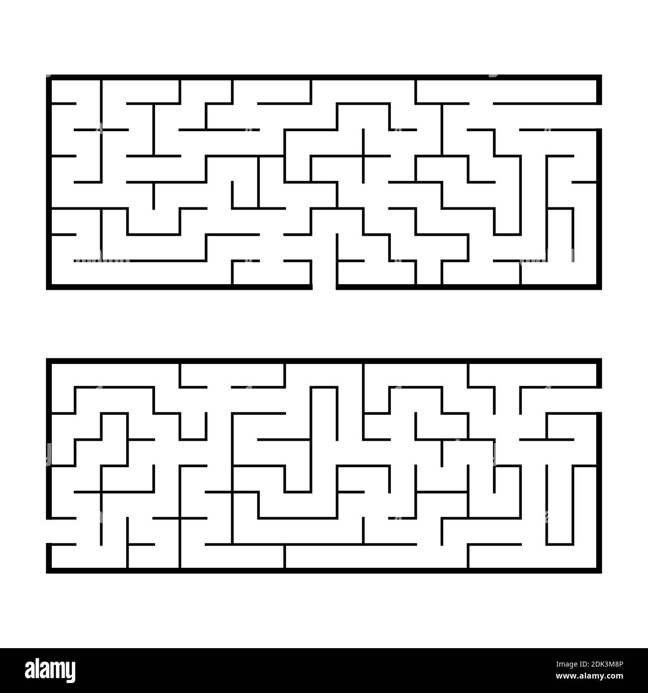 Black abstract rectangular maze. A set of two puzzles. An interesting ...