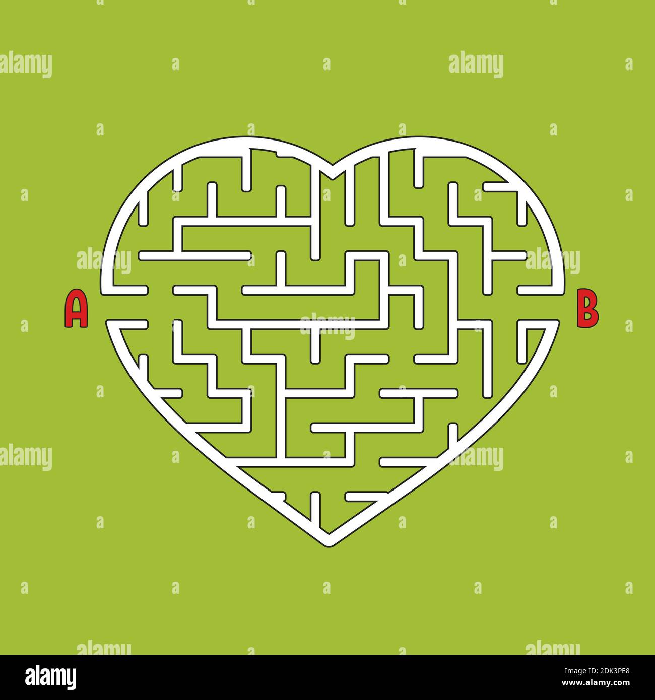 Abstract heart shaped labyrinth. Game for kids. Puzzle for children ...