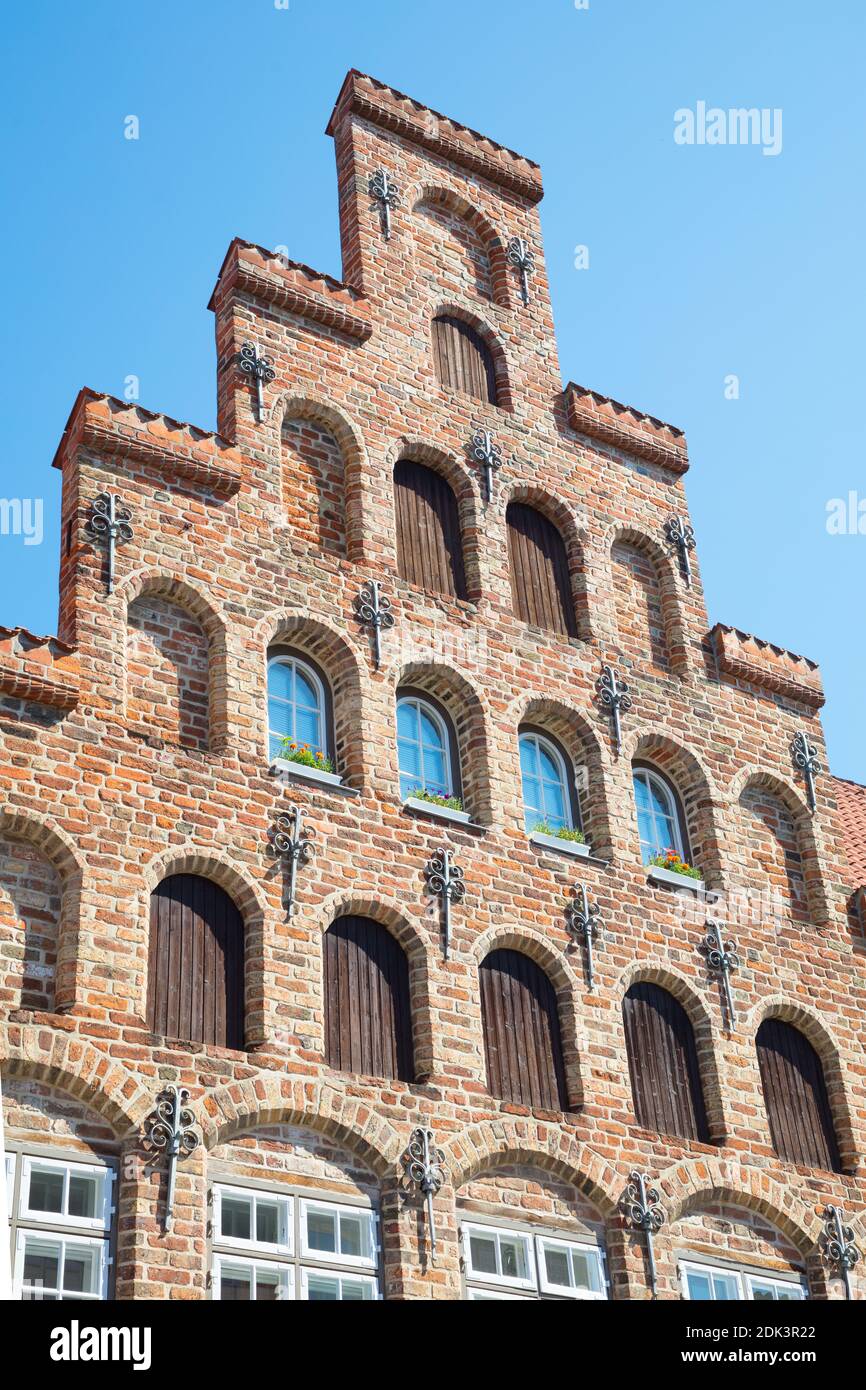 Germany, Schleswig-Holstein, Hanseatic City of Lübeck, Brick gable in ...