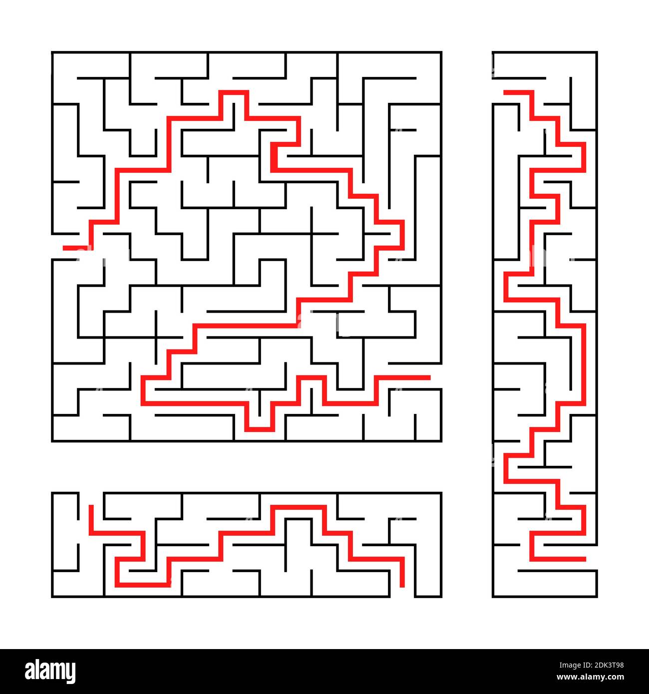 Black abstract labyrinth. A set of three puzzles. An interesting and ...
