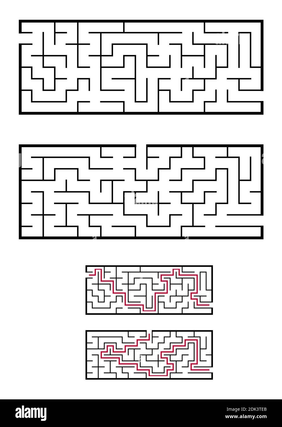 A set of two rectangular mazes. Game for kids. Puzzle for children. One ...