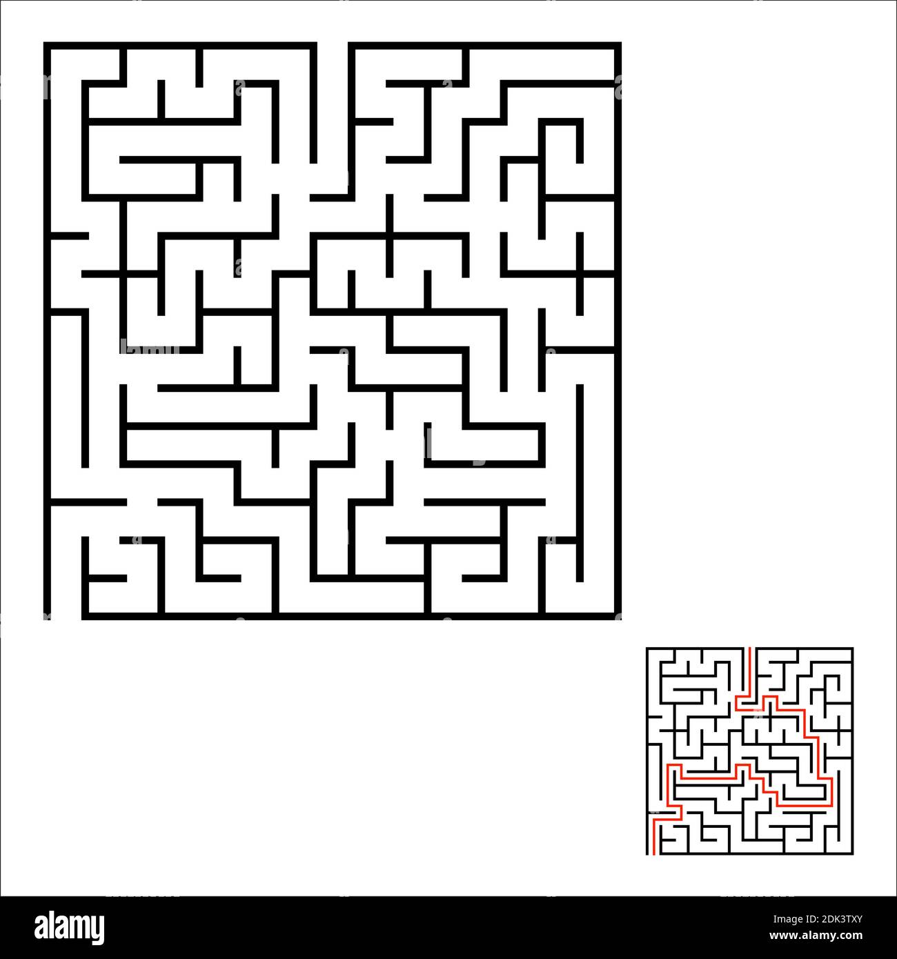 Abstract square maze. Game for kids. Puzzle for children. One entrances ...