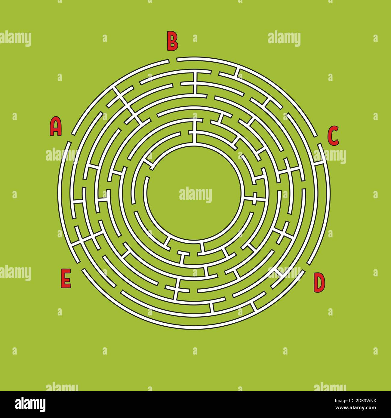 Abstract round maze. Game for kids. Children's puzzle. Many entrances ...