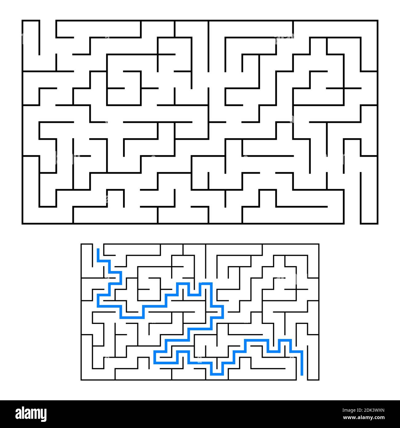 Abstract rectangular labyrinth. An interesting and useful game for children. With the entrance ...