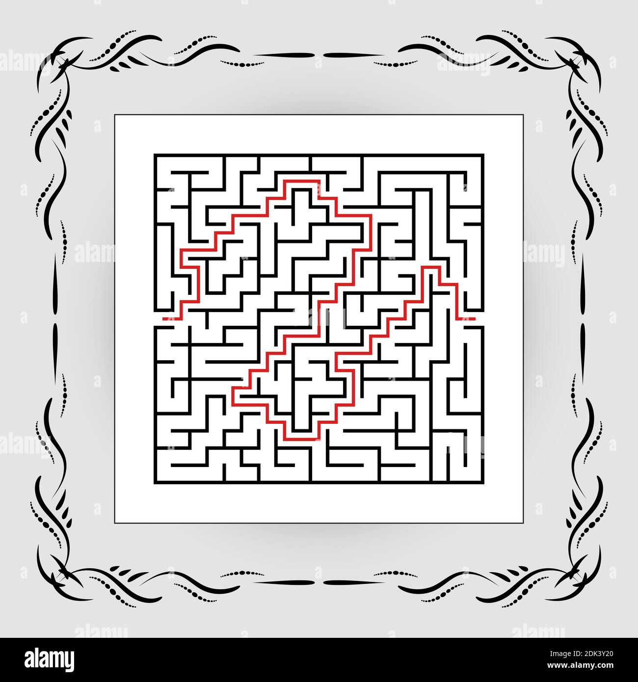 Abstract square maze in vintage frame. Game for kids. Puzzle for ...
