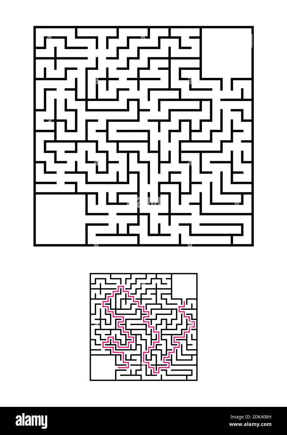 Abstract square maze. Game for kids. Puzzle for children. One entrances ...