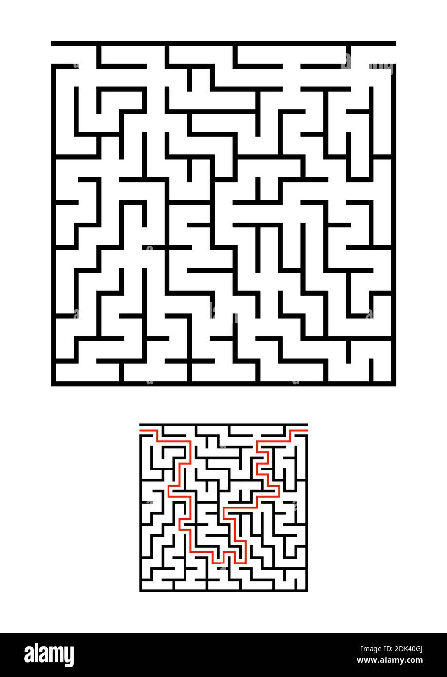 Abstract square maze. Game for kids. Puzzle for children. One entrances ...
