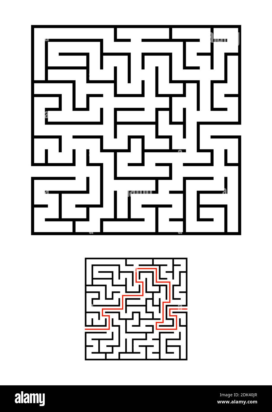 Abstract square maze. Game for kids. Puzzle for children. One entrances ...