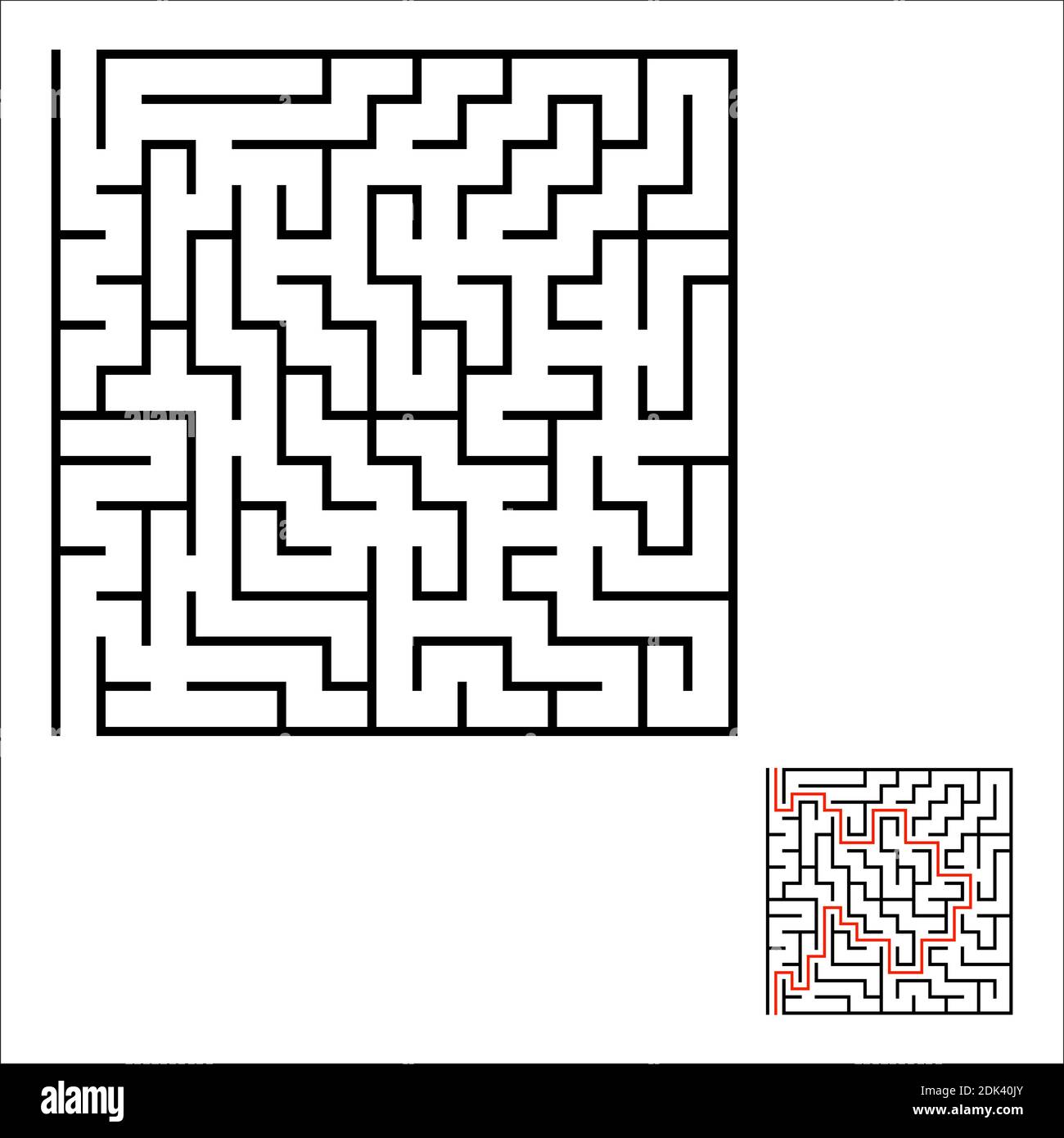 Abstract square maze. Game for kids. Puzzle for children. One entrances ...