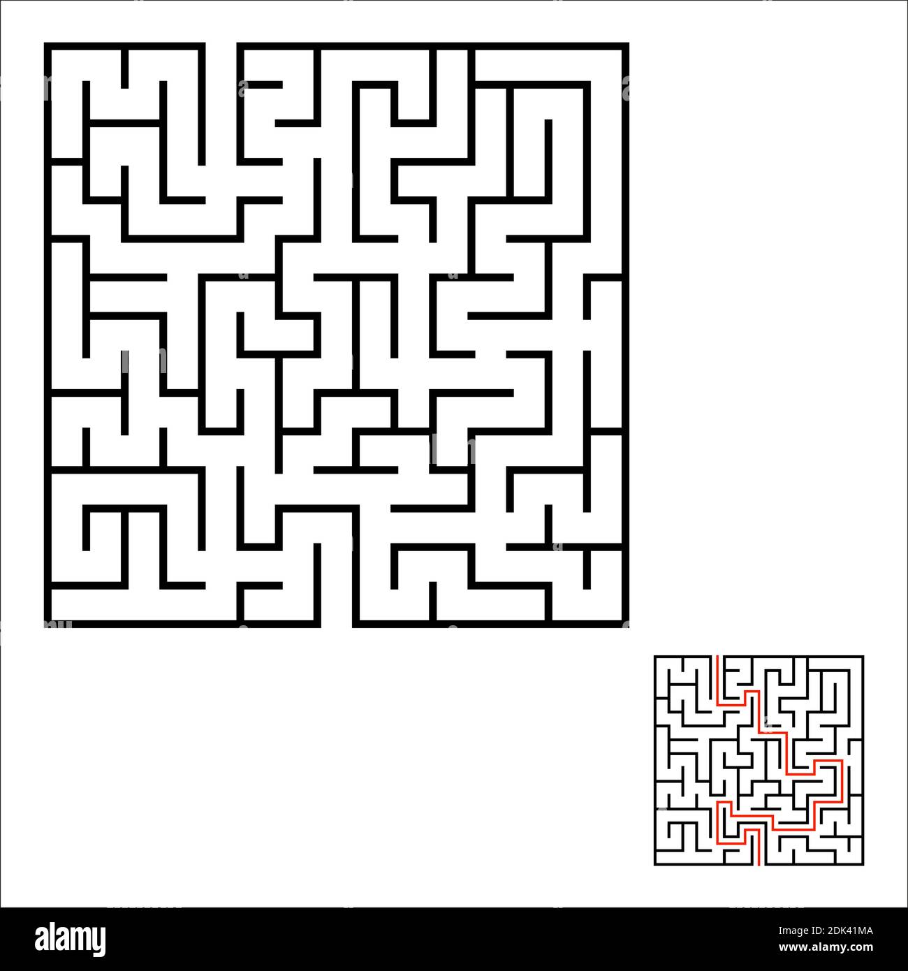 Abstract square maze. Game for kids. Puzzle for children. One entrances ...