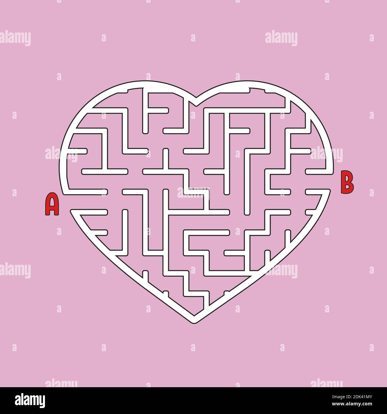 Abstract heart shaped labyrinth. Game for kids. Puzzle for children ...